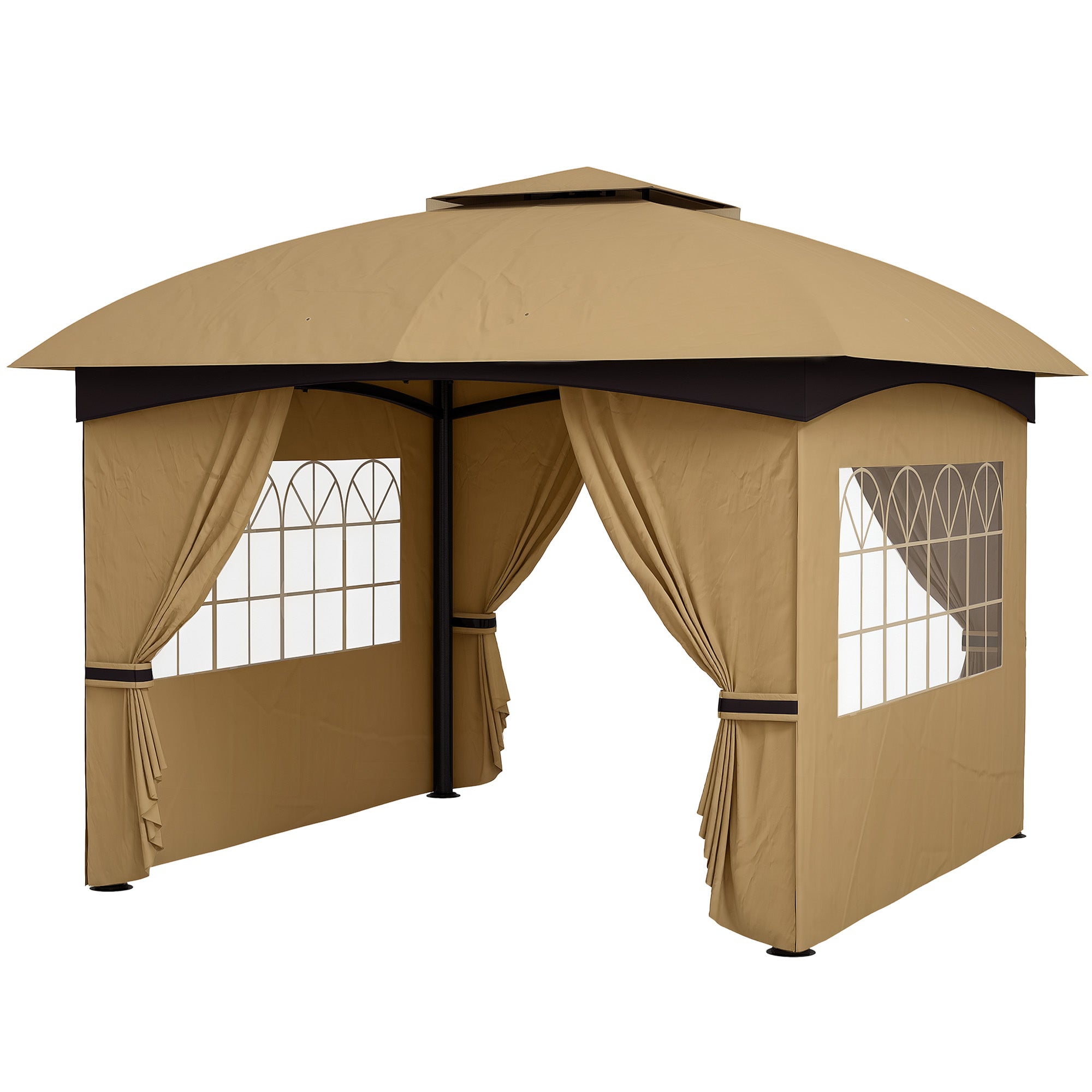 3,4 X 3,4 m havepavillon, øltelt med ventileret tag, buede vinduer, st ...