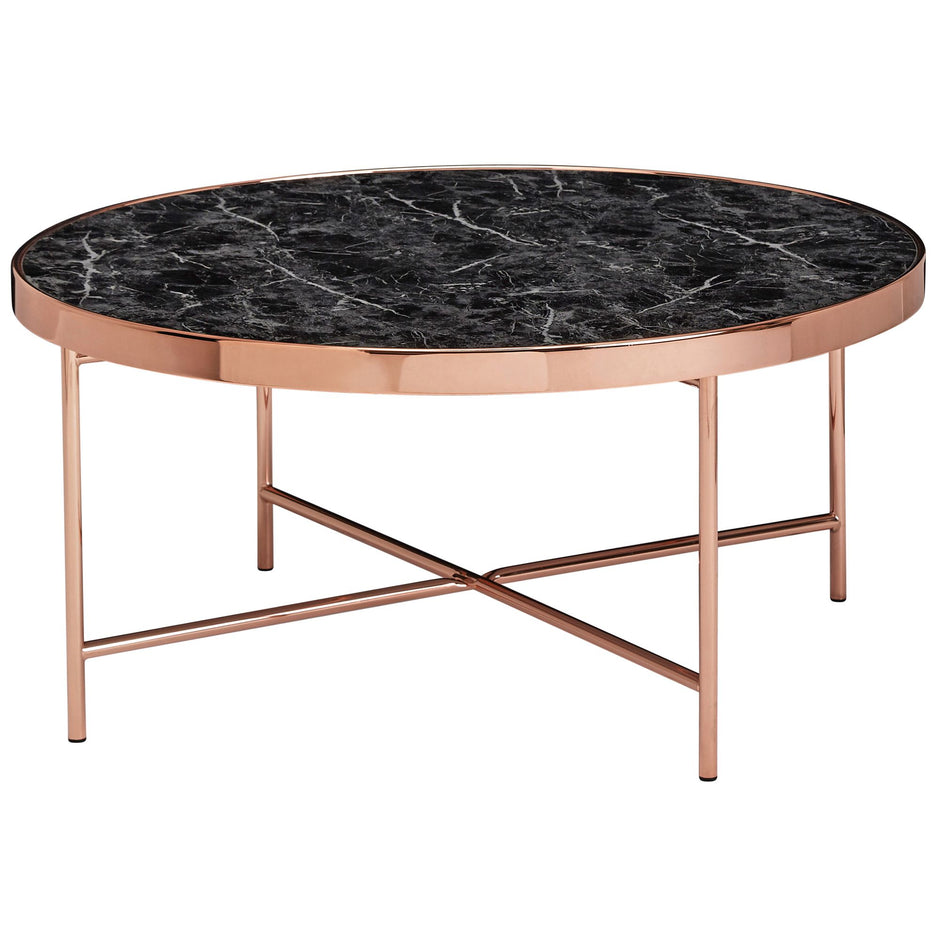 Rundt Sofabord i Sort Marmor-Look, 82 cm - Lammeuld.dk